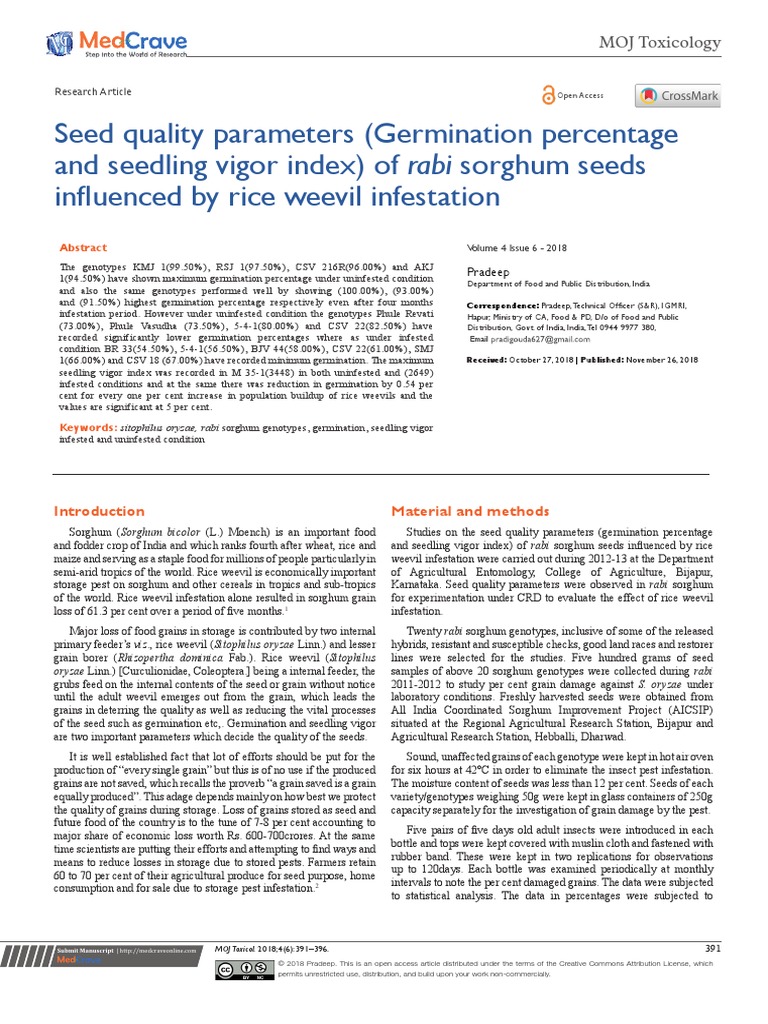 Seed Quality Parameters | PDF | Seed | Cereals