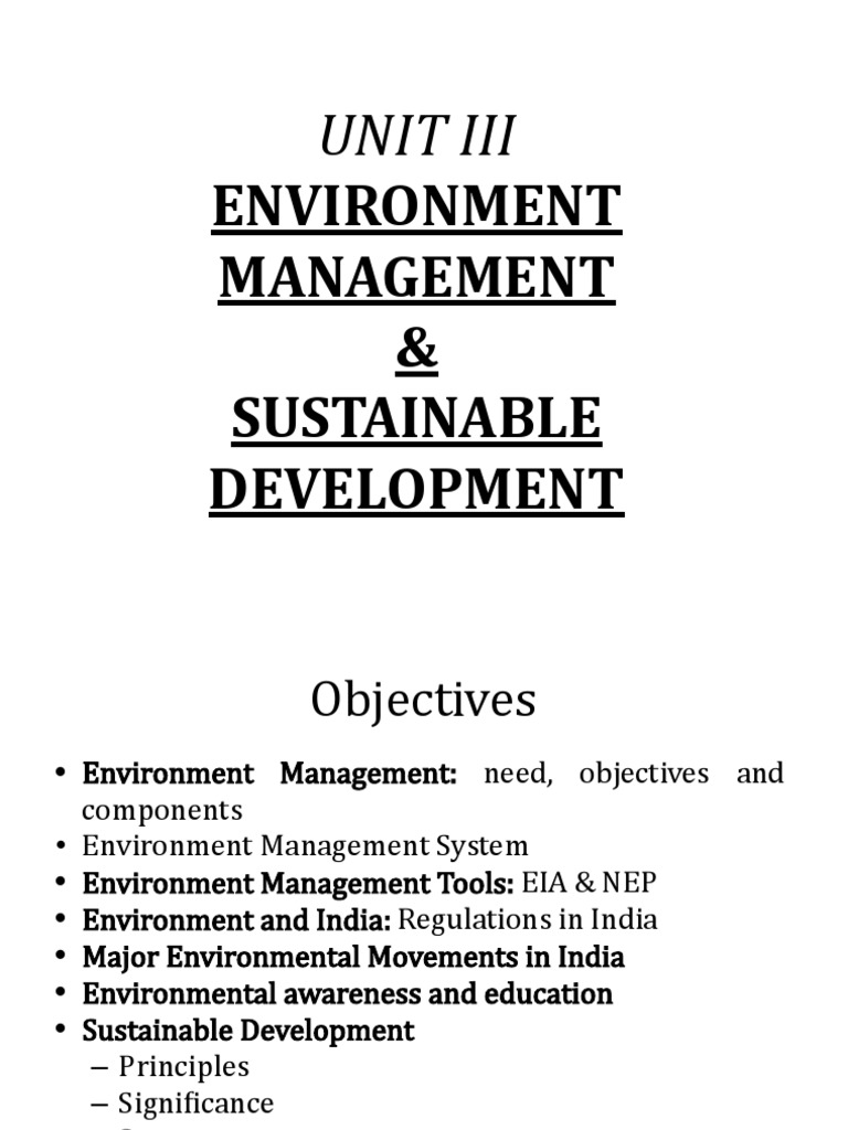 Evs - Final Unit 3 - Environment Management & Sustainable Development ...