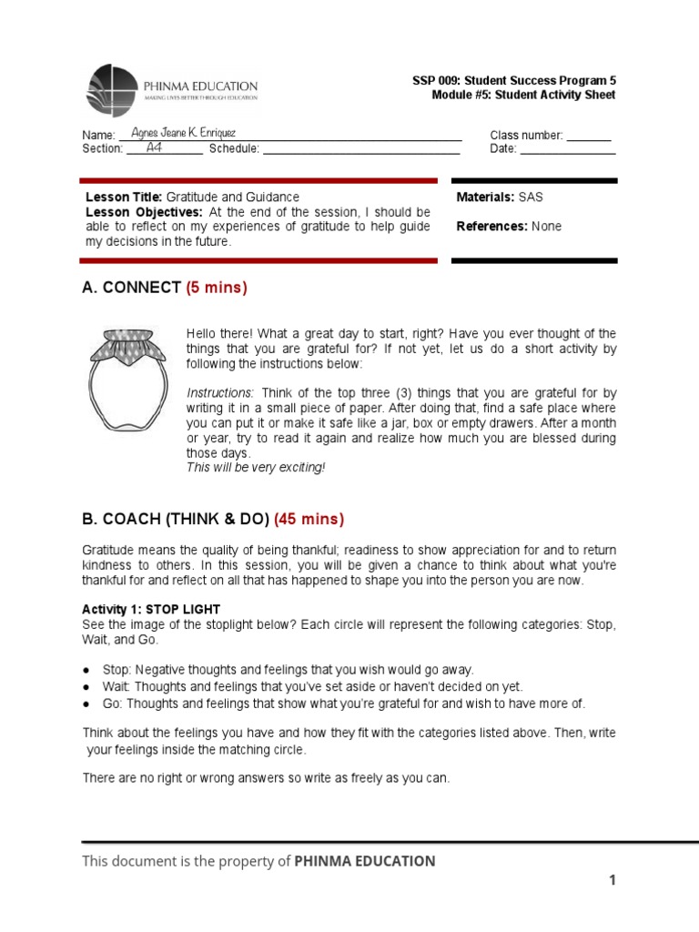 SSP 009 - Module 5 - Gratitude and Guidance - SAS | PDF | Gratitude | Cognition