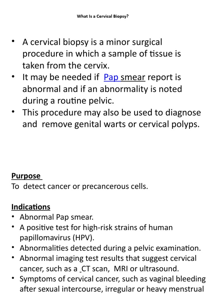 Cervical Biopsy: Purpose and Indications | PDF | Cervical Cancer ...