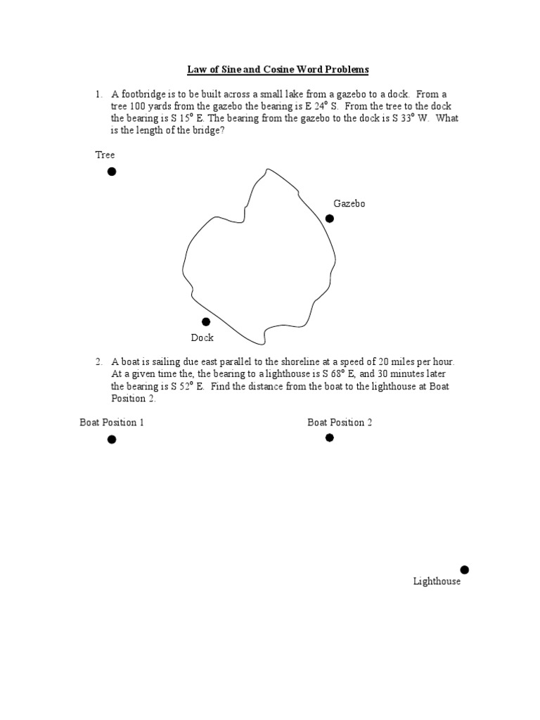 Law of Sines and Cosines Problems | PDF | Baseball Field | Sports