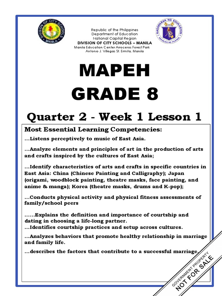 2ND QTR Mapeh 8 - Week 1 | PDF | Physical Fitness | Paintings