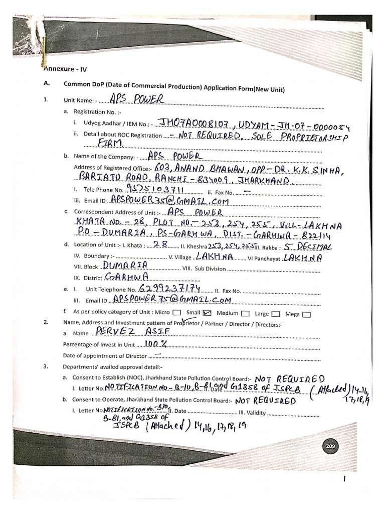 APS DOP Form Filled-1 | PDF