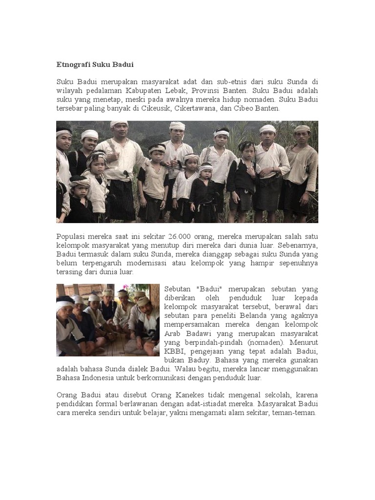Etnografi Suku Badui | PDF