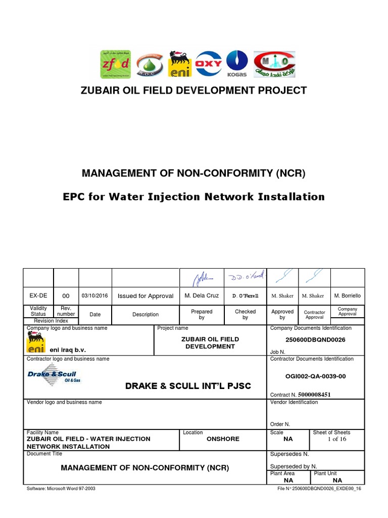 NCR Management for Oil Projects | PDF | Specification (Technical ...