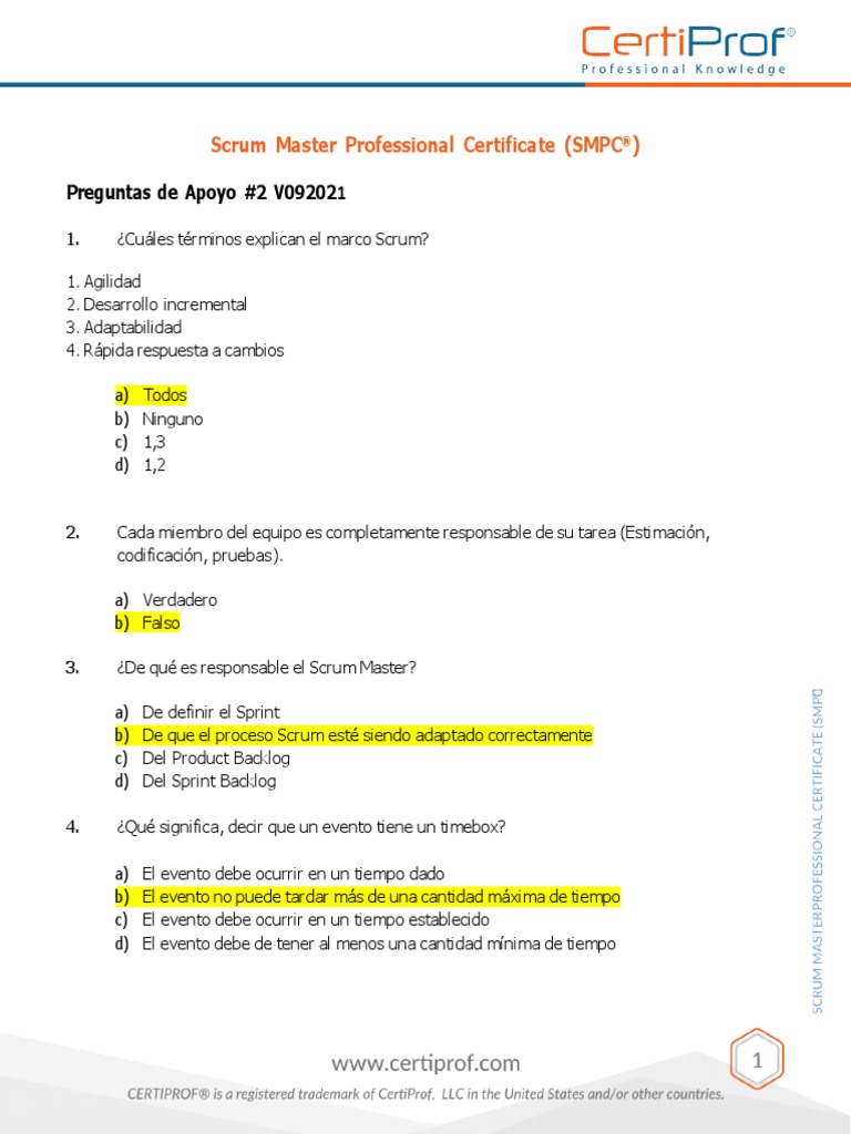 Cuestionario Scrum Master | PDF | Scrum (desarrollo de software ...