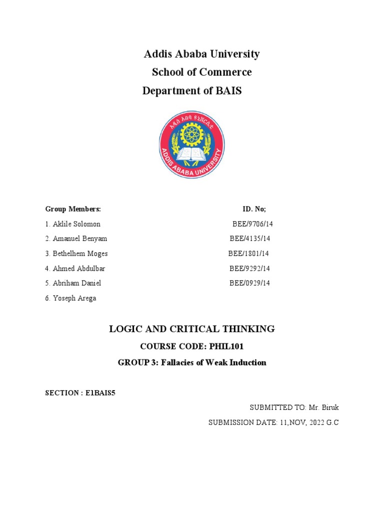 Fallacies of Weak Induction AAU Assignment | PDF | Argument | Fallacy