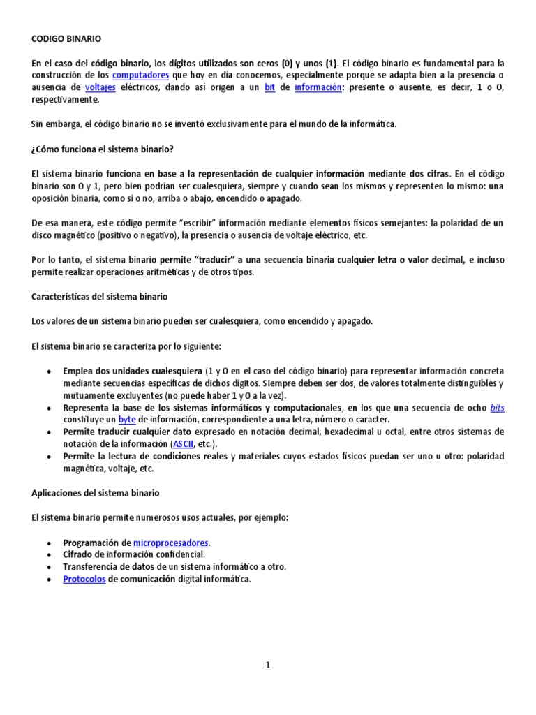 Codigo Binario | PDF | Poco | Notación Matemática