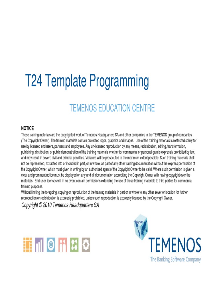 Dev1 T24 Template Programming R10 Pdf Copyright Subroutine