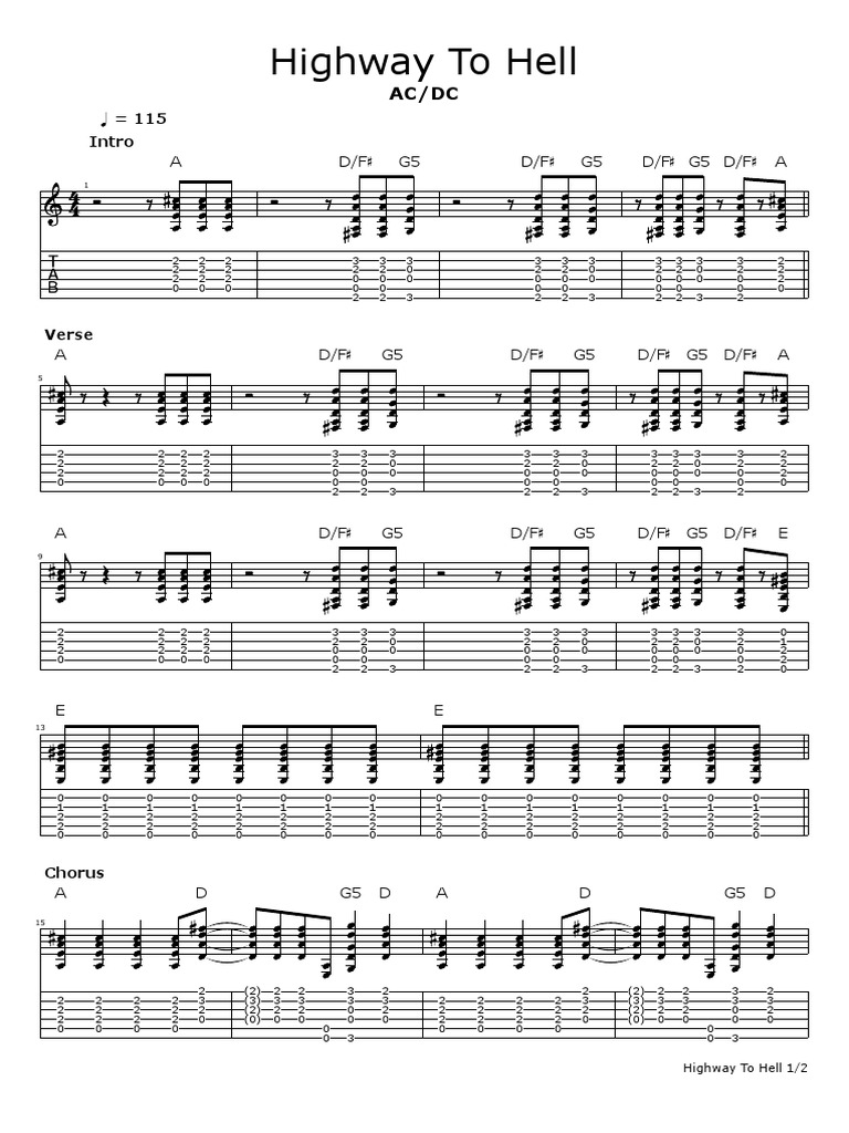 Highway To Hell - Rockschool Guitar Hot Rock Grade 2 | PDF | Rock Music | Recorded Music