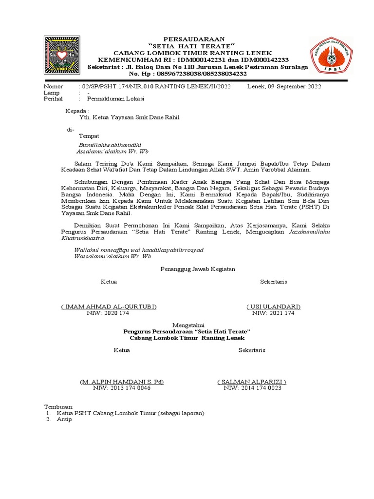 Surat Izin Latihan | PDF