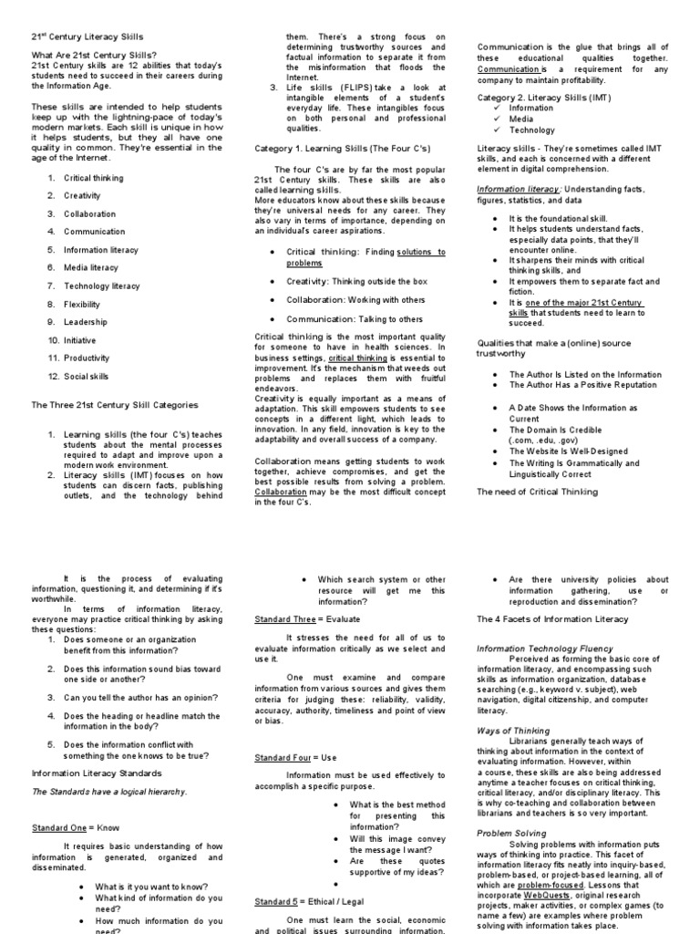 Information Literacy: Understanding Facts | PDF | Instructional Design ...