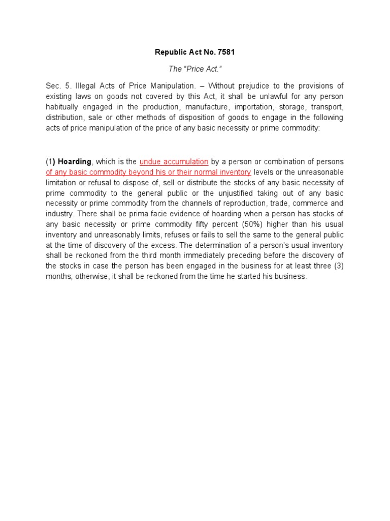 Ra 7581 - The Price Act | PDF