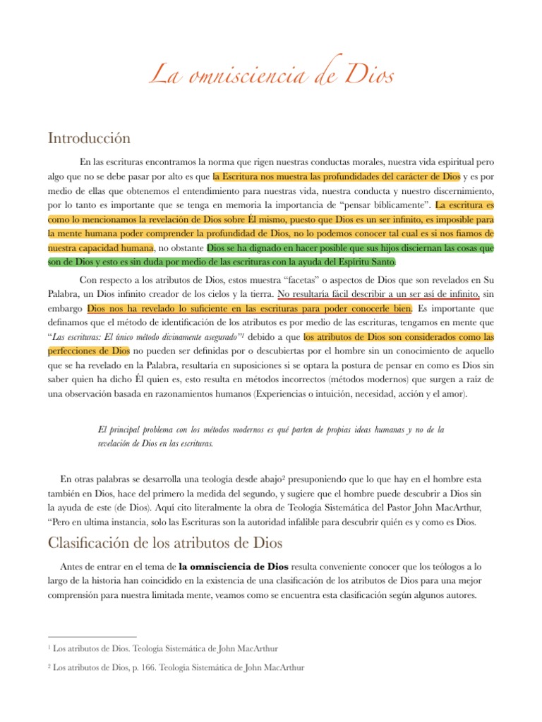 La Omnisciencia de Dios | PDF | Dios | Teología