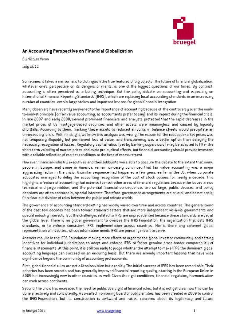 An Accounting Perspective On Financial Globalization | PDF | Mark To ...