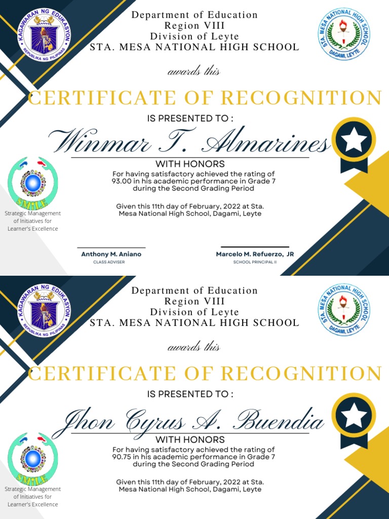 Dark Blue & Yellow Modern Jamie Completion Certificate | PDF