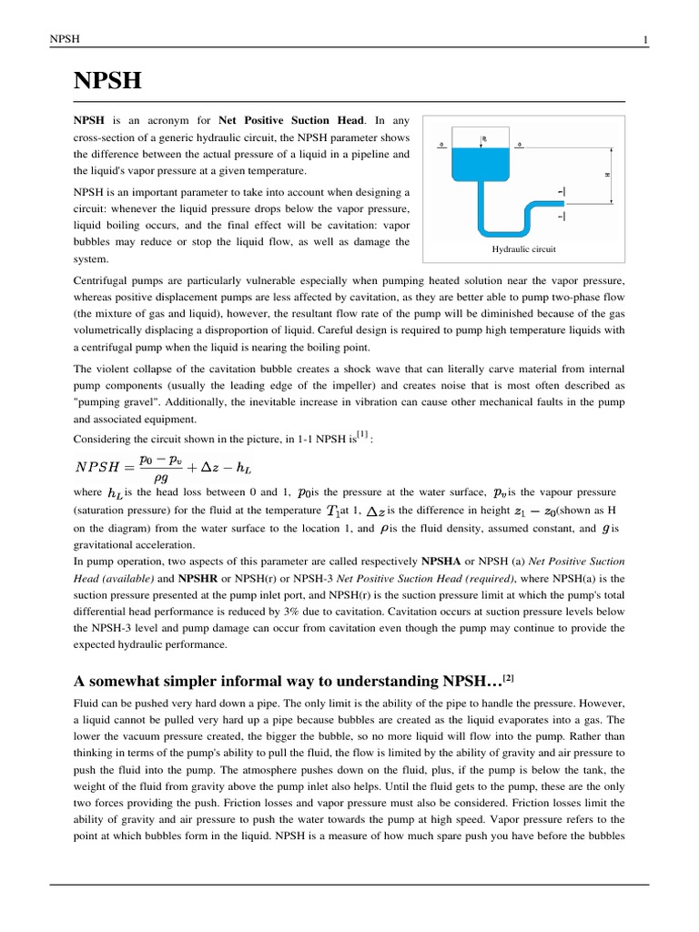 NPSH | PDF | Physical Quantities | Process Engineering