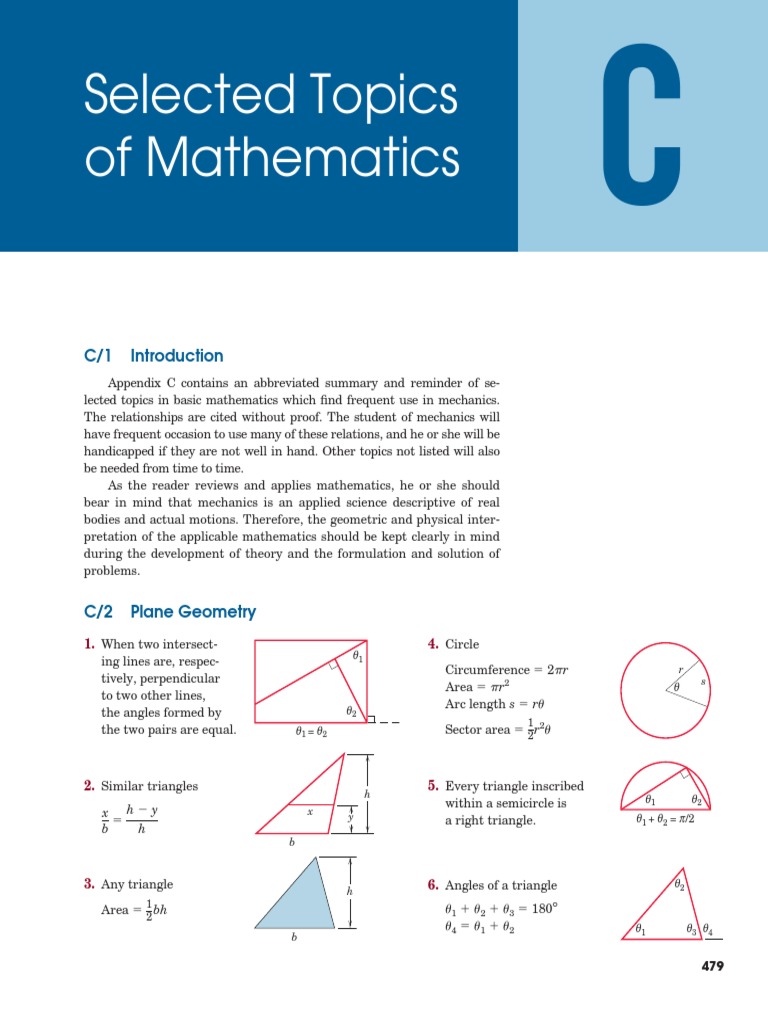 Selected Topics in Mathematics | PDF | Euclidean Vector | Triangle
