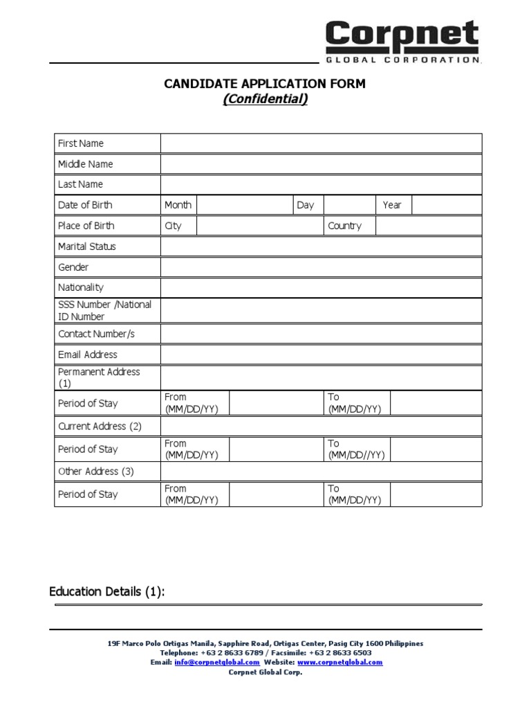 Candidate Application Form | PDF | Background Check | Justice