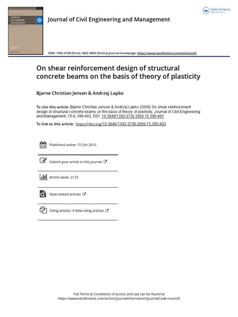 On Shear Reinforcement Design of Structural Concrete Beams On The Basis ...