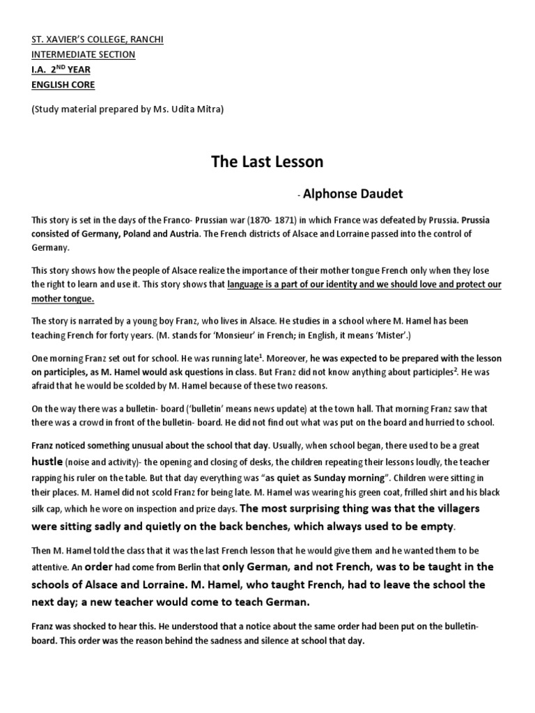 The Last Lesson | PDF