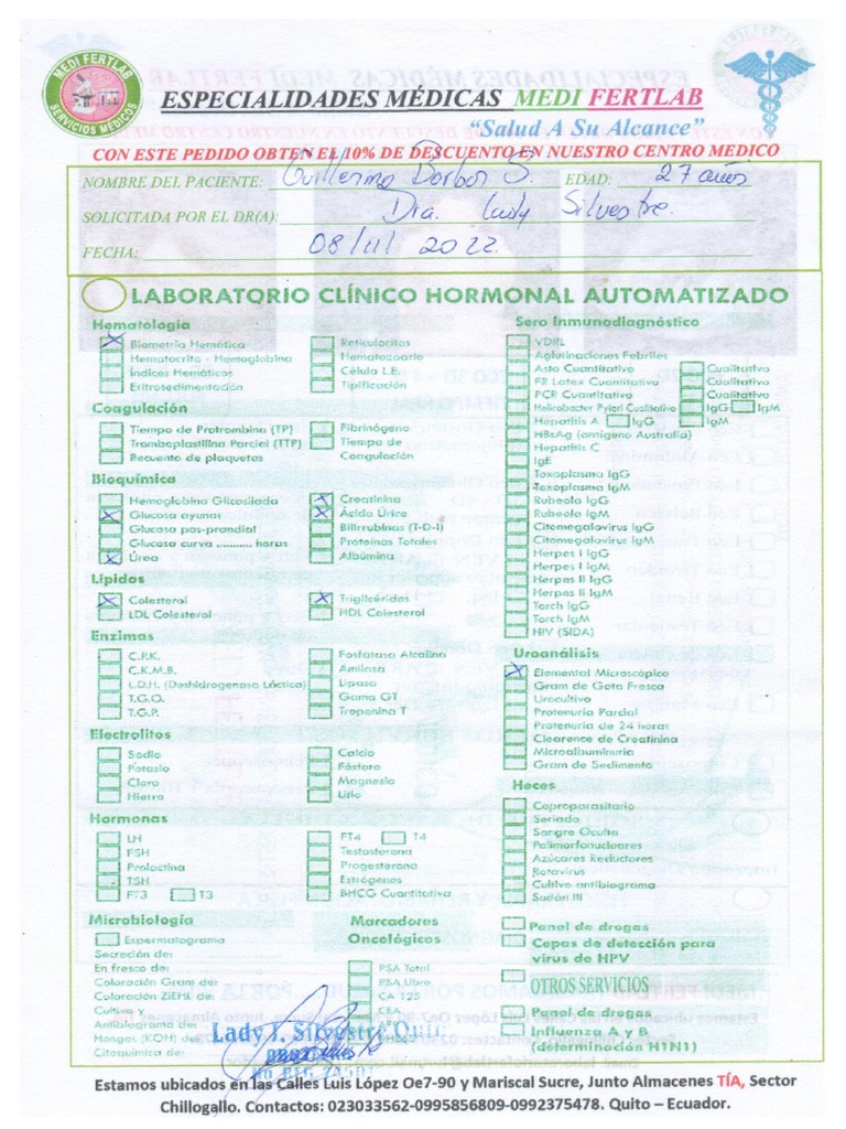 Examenes de Laboratorio | PDF