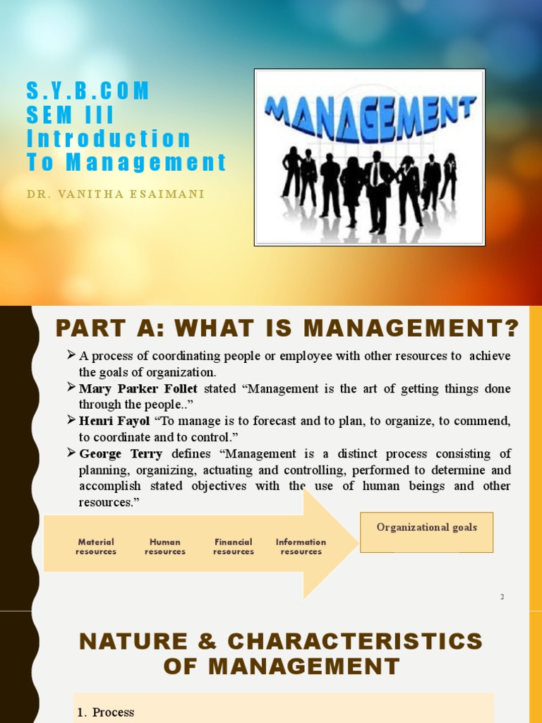 1st Chapter PPT - Introduction To Management-SYBCOM III | PDF ...