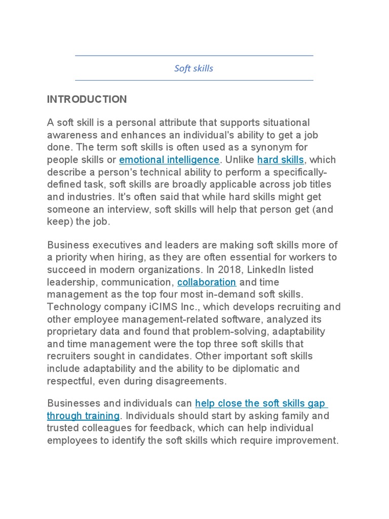 Soft Skills | PDF | Skill | Behavior Modification