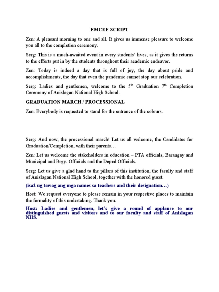 Graduation Script | PDF