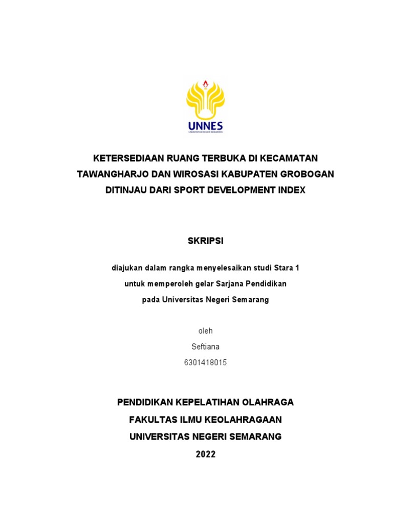 Skripsi - Ketersediaan Ruang Terbuka Di Kecamatan Tawangharjo Dan ...