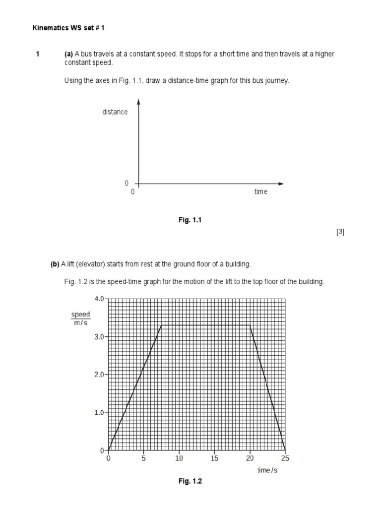 Kinematics worksheet on distance-time and speed-time graphs | PDF ...