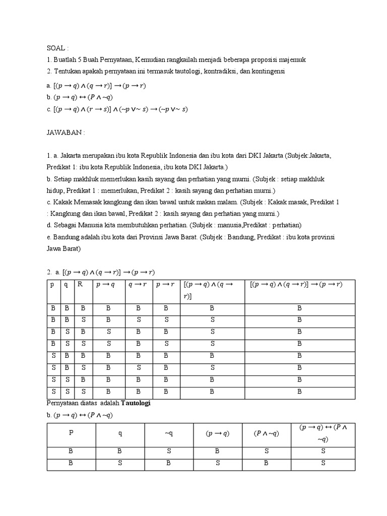 Tugas Individu Proposisi Majemuk | PDF