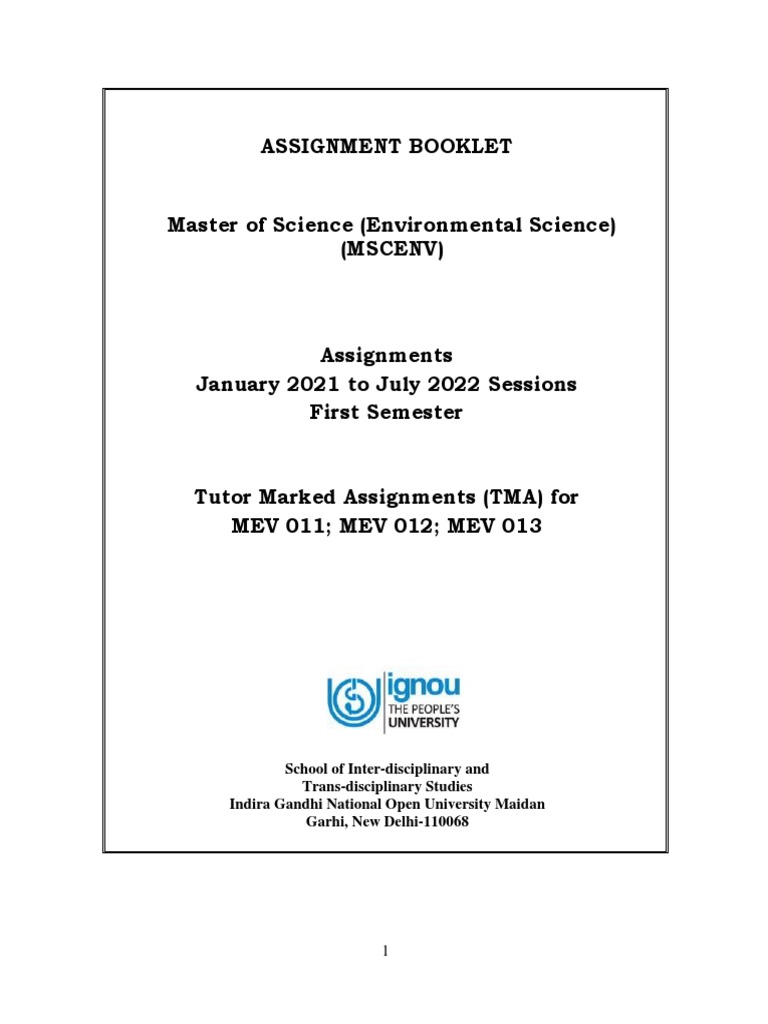 Assignment Booklet Mscenv I Semester Jan 2022 | PDF | Natural ...