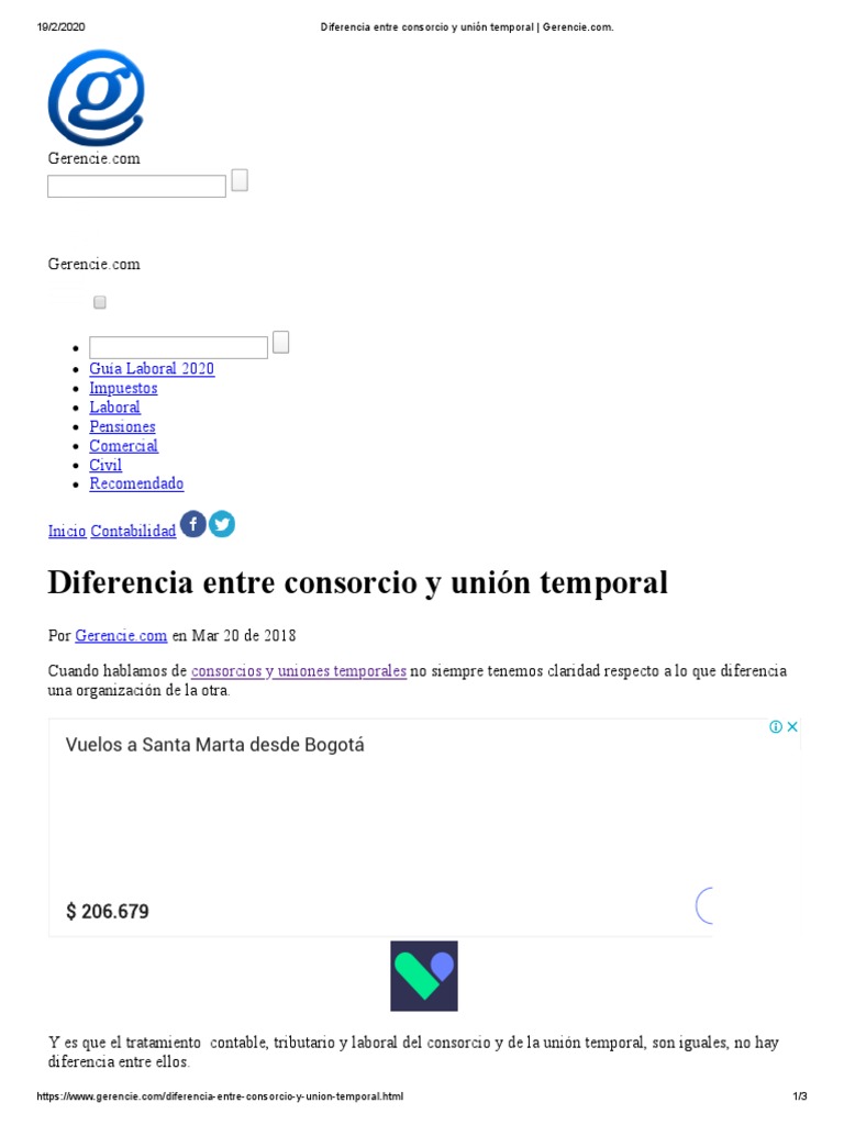 Consorcio vs Unión Temporal: Claves | PDF | Contabilidad | Justicia