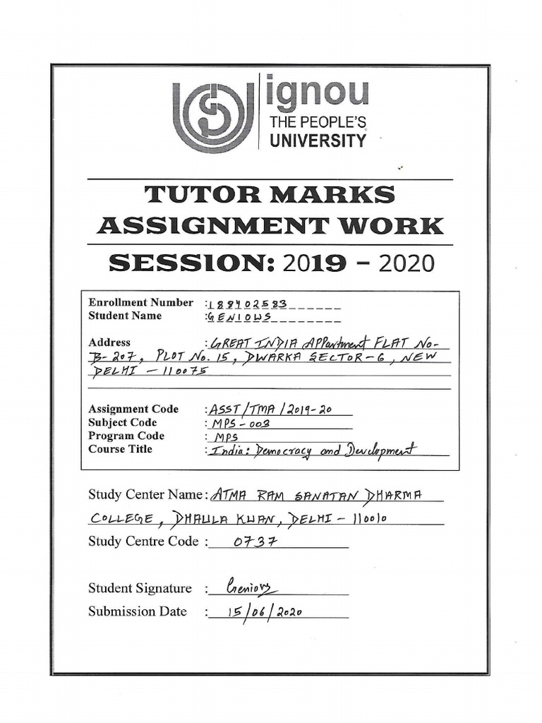 MPS 003 Assignment | PDF