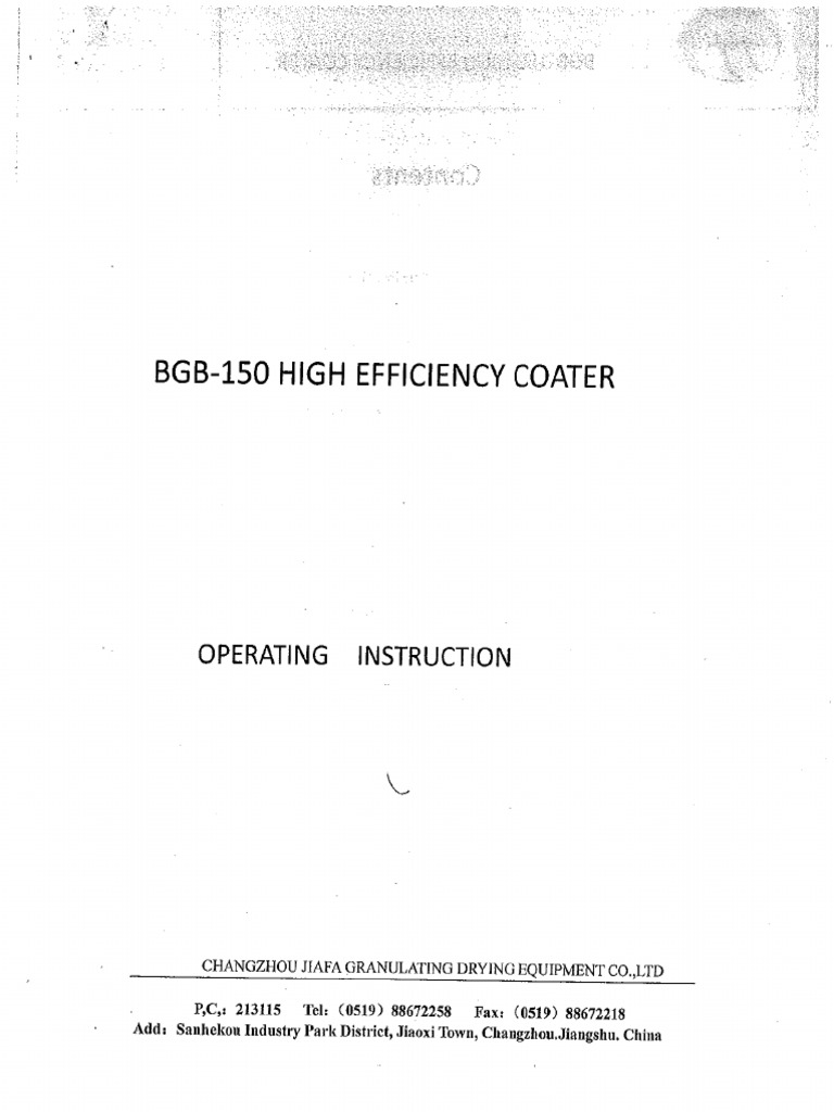 Manual de Bombo de Sistema de Recubrimiento BGB-150 | PDF