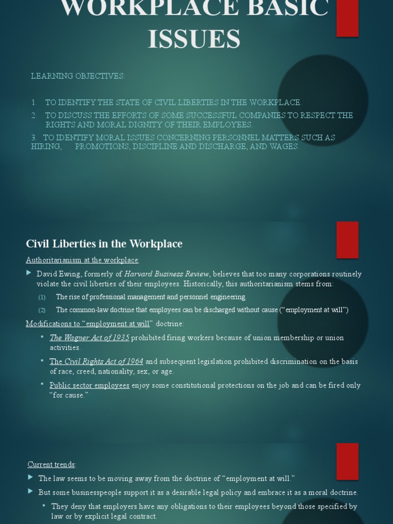 Topic 7 - Workplace Basic Issues (Week5) | PDF | Employment | At Will ...