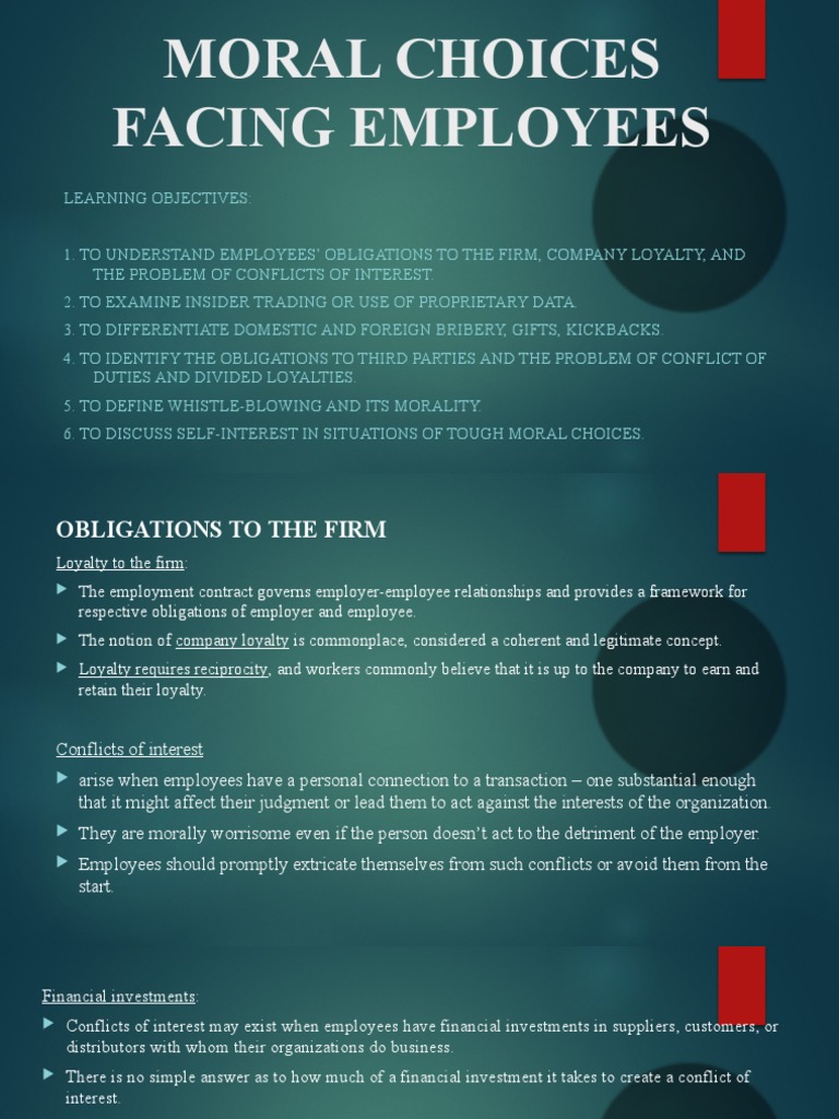 Topic 8 - Moral Choices Facing Employees (Week 5) | PDF | Bribery ...