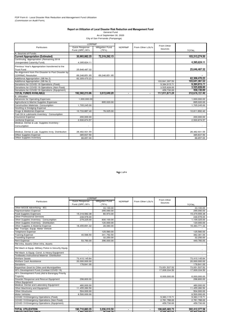 LDRRMF - Utilization - 3RD - QTR 2020-1 | PDF | Economies