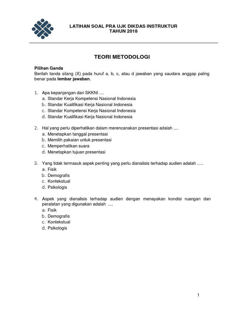 Latihan Soal Pra UJK 2 | PDF