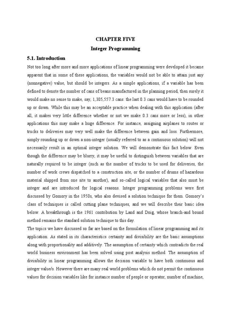 Ch-5 Integer Programming Edited 1 | PDF | Linear Programming ... Ch-5 Integer Programming Edited 1 | PDF | Linear Programming ...