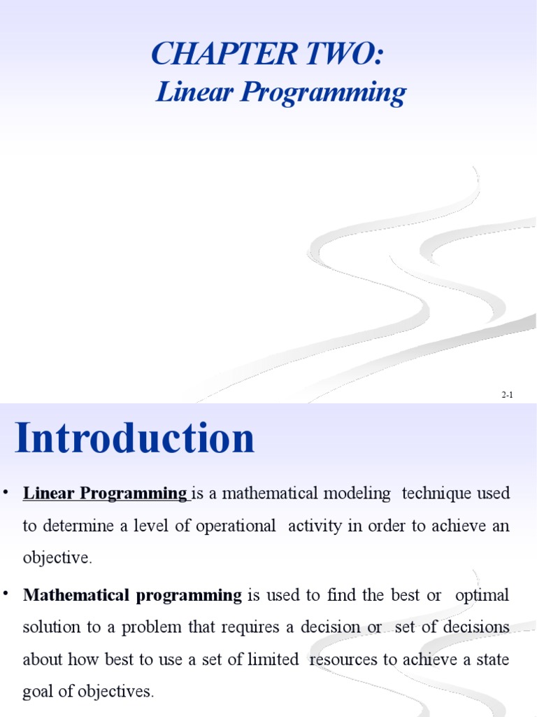 Ch 2 Linear Programming Pdf Linear Programming Mathematical