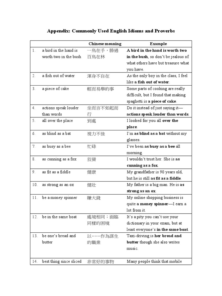 Commonly Used English Idioms and Proverbs | PDF