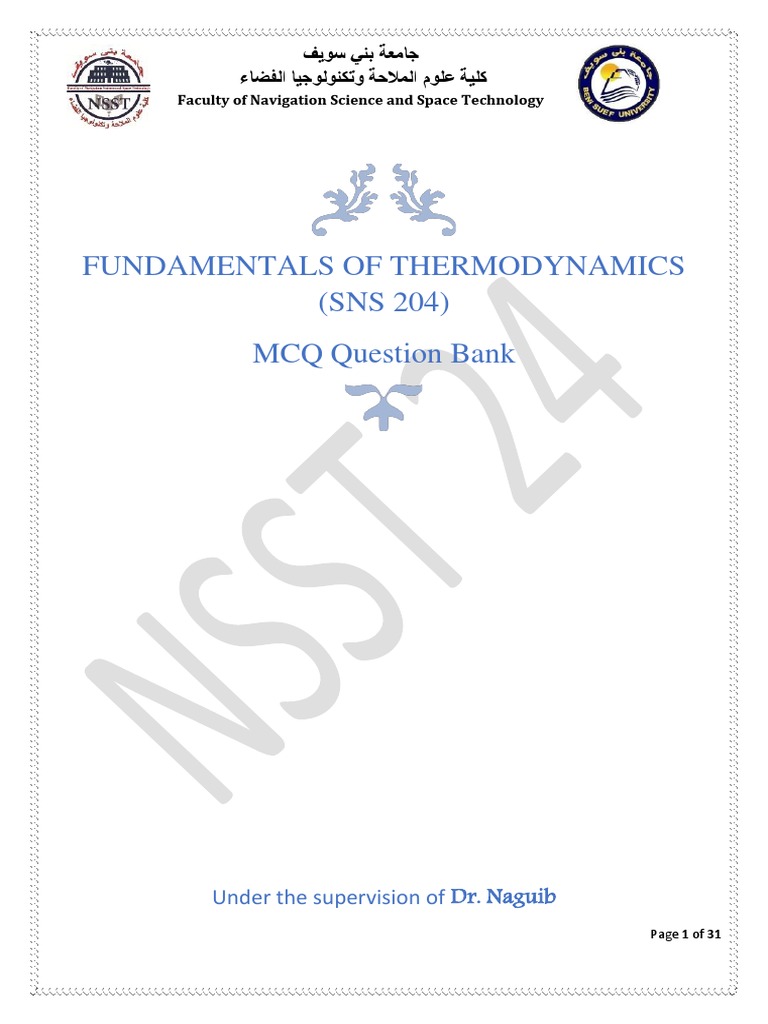 MCQ Questions Bank Thermodynamics | PDF | Heat | Temperature