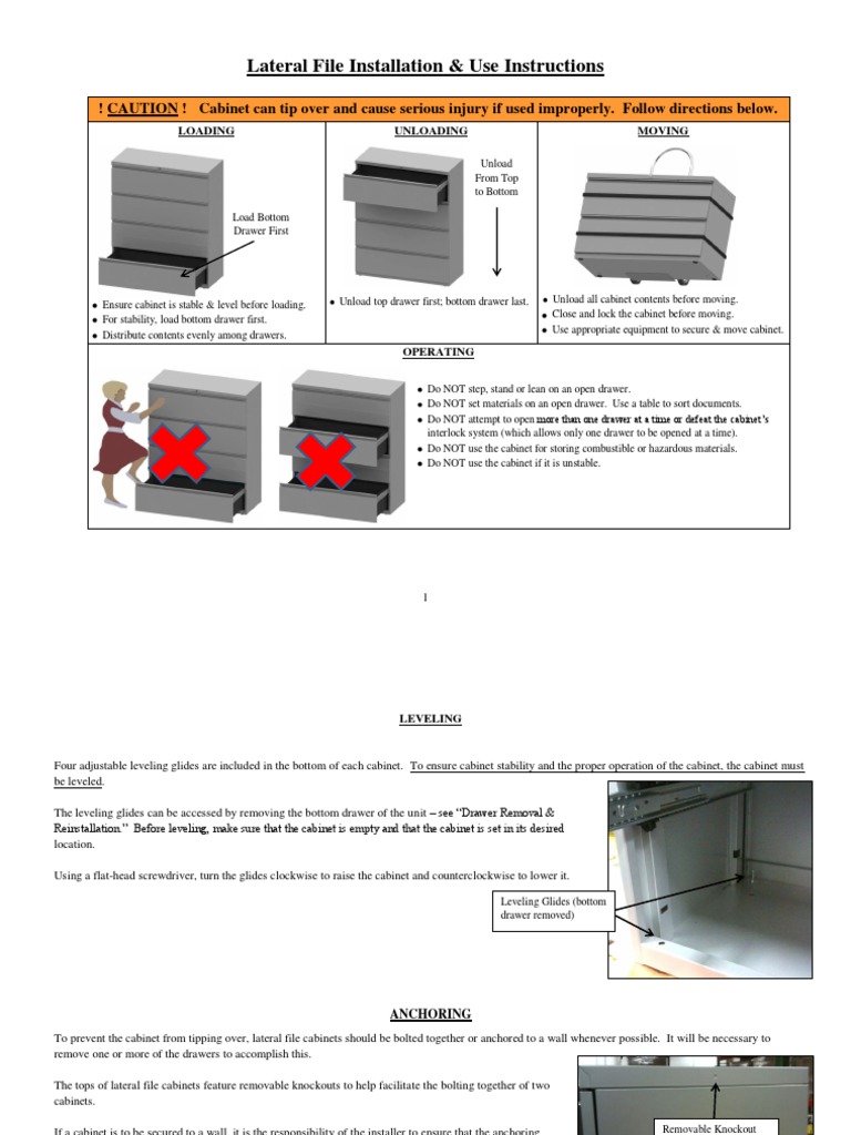 Lateral File Installation and Use Instructions Universal User Guide en ...