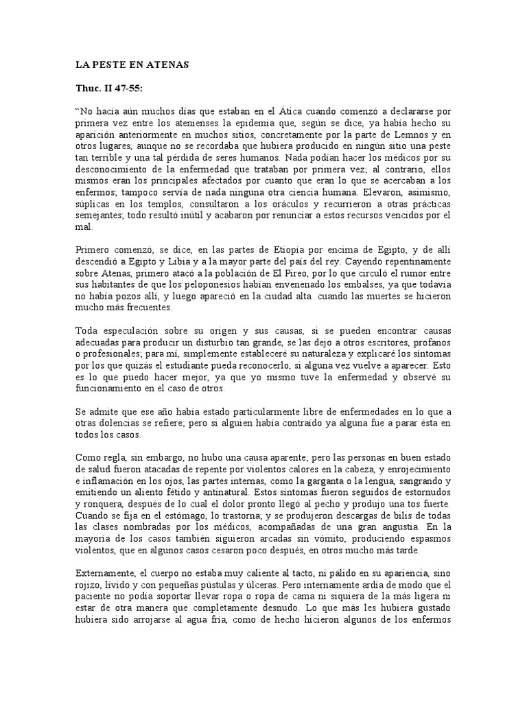 La Peste en Atenas: Descripción y Efectos | PDF | Oráculo | Peste ...