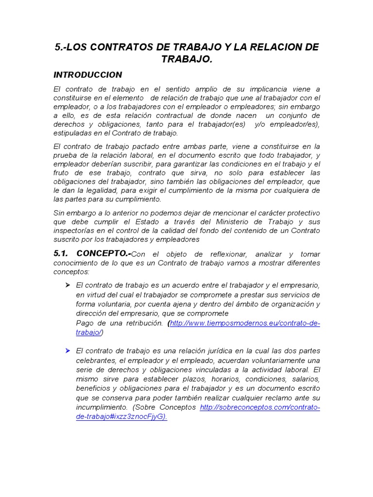 1 Contratos de Trabajo y La Relacion de Trabajo | PDF | Derecho laboral | Salario