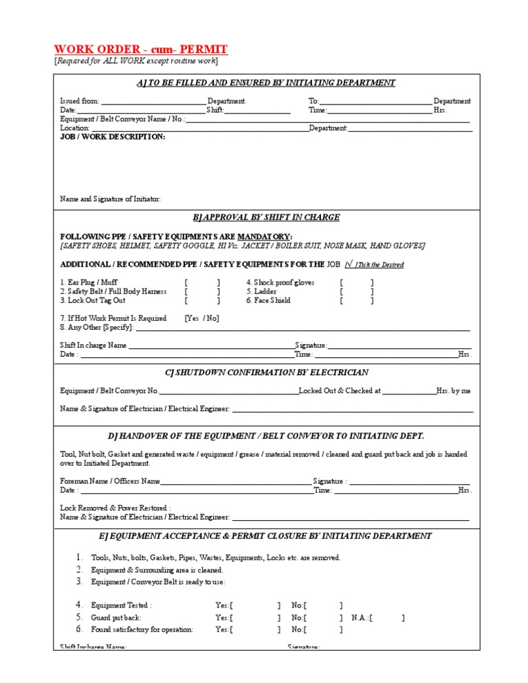 Work Order Permit Template | PDF