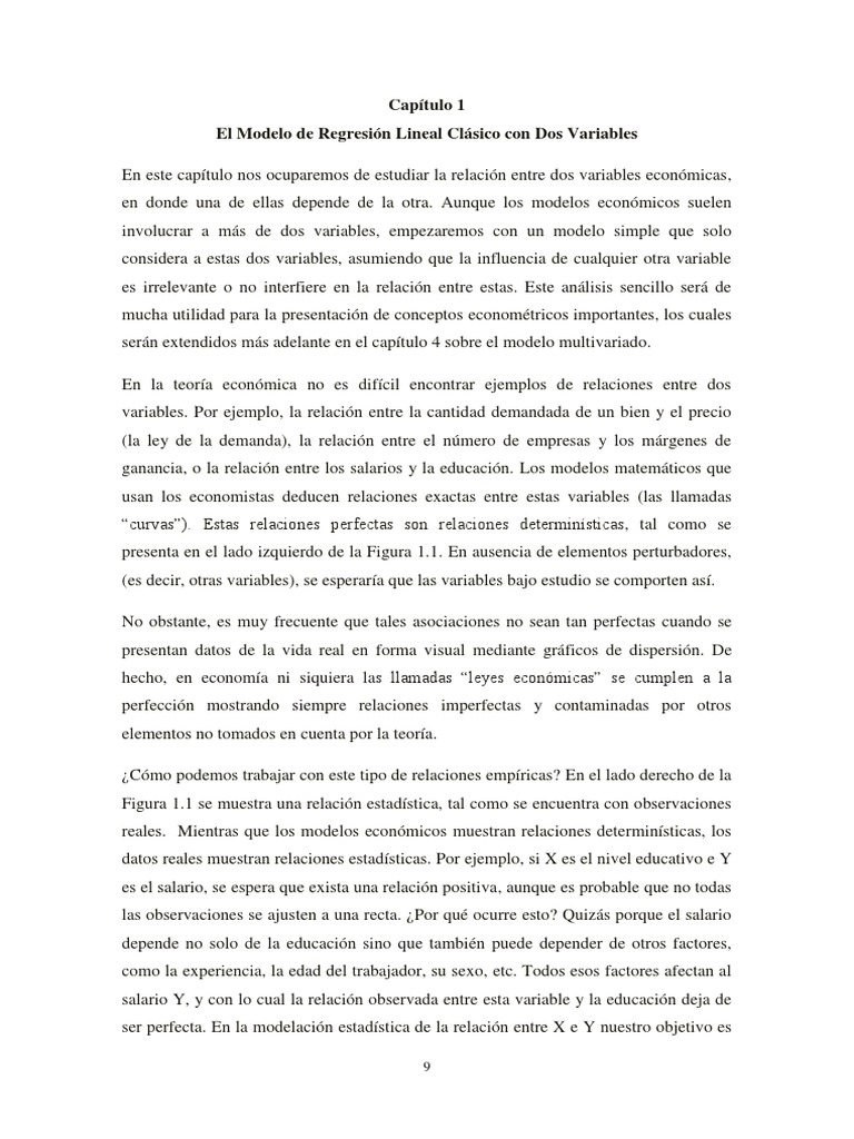 El Modelo de Regresión Lineal Clásico Con Dos Variables | PDF | Econometría | Análisis de regresión