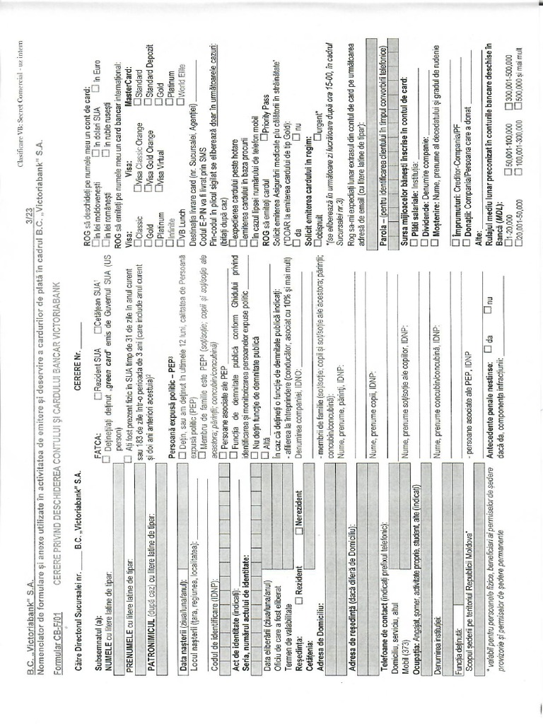 Cerere Card Bancar | PDF